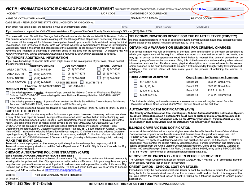 Order your Chicago Police Report case report or traffic report online ...